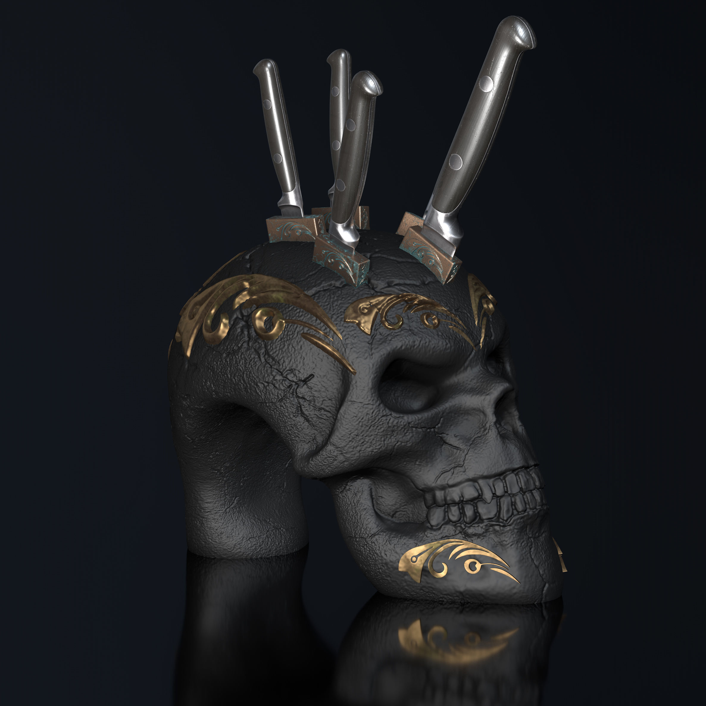 Skull Knife Block 3D Model - Print File 3D model 3D printable | CGTrader