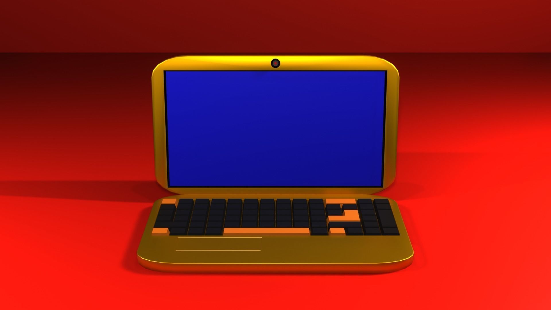 Gold low poly laptop 3D model animated | CGTrader