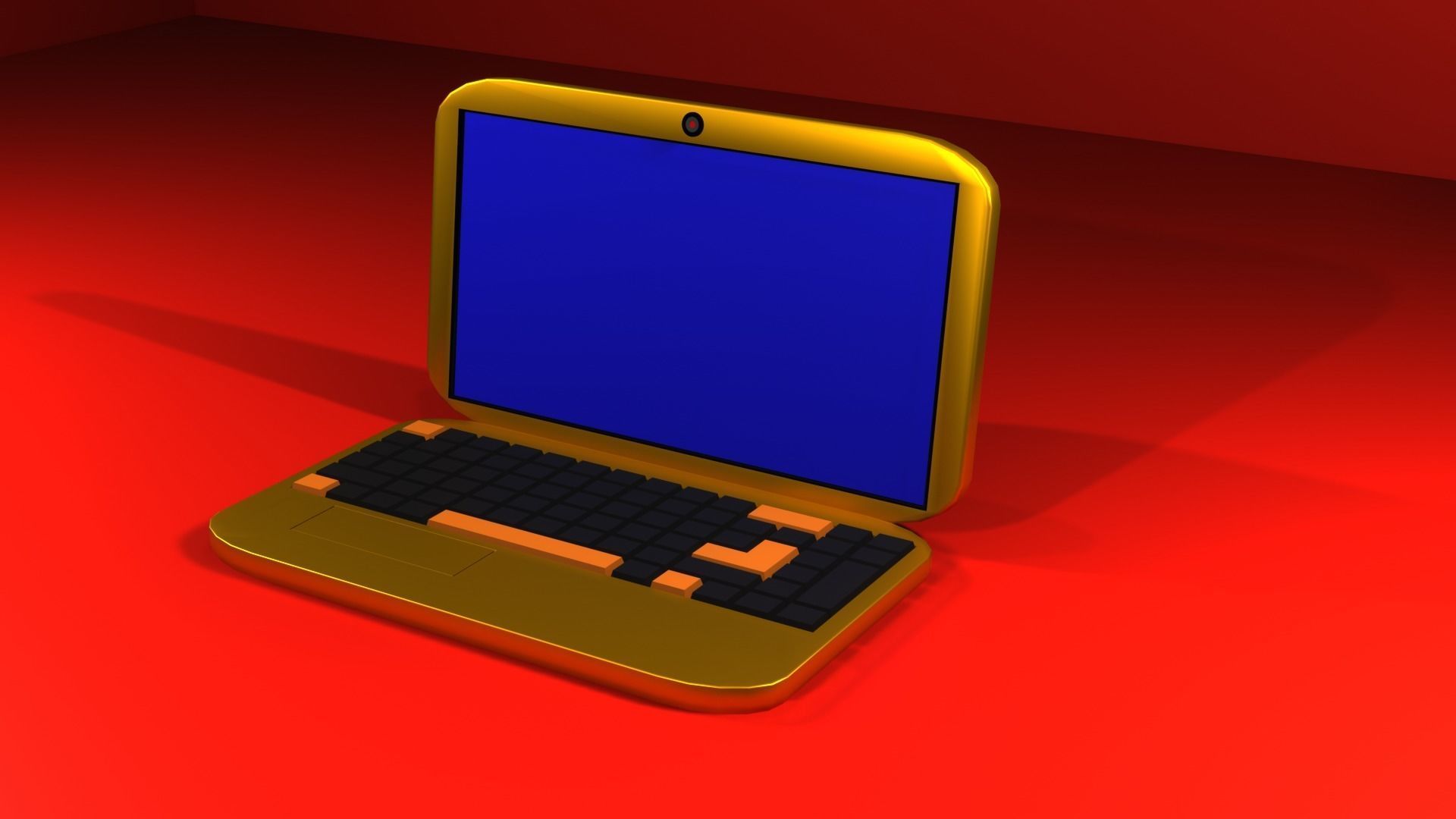 Gold low poly laptop 3D model animated | CGTrader