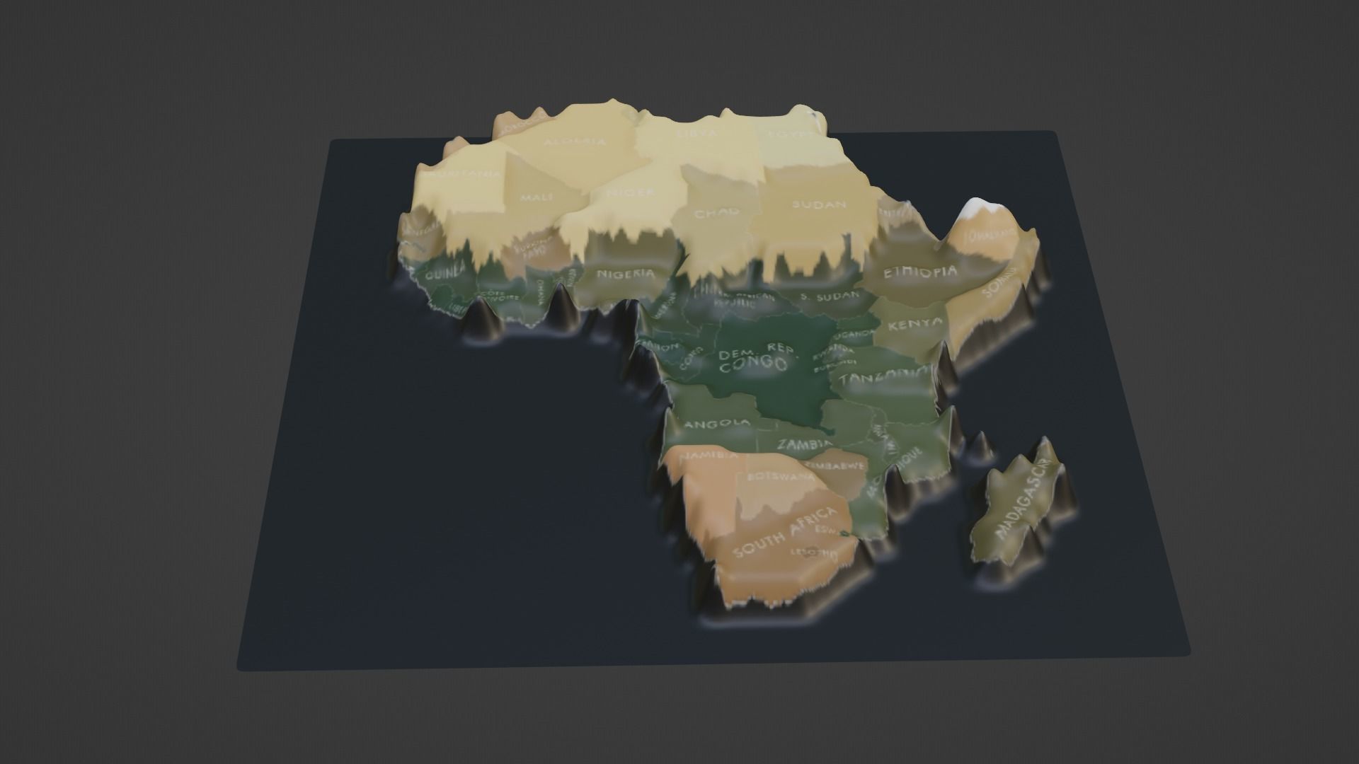 3D model Africa Map Topography VR / AR / low-poly | CGTrader