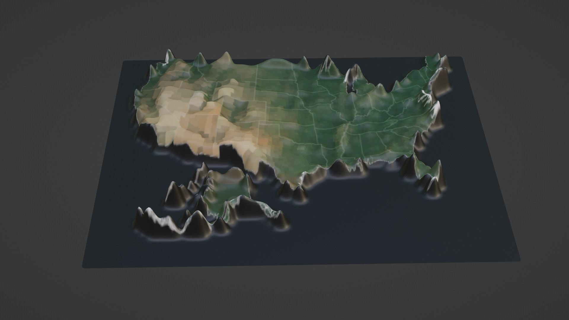 3D model America Map Topography VR / AR / low-poly | CGTrader