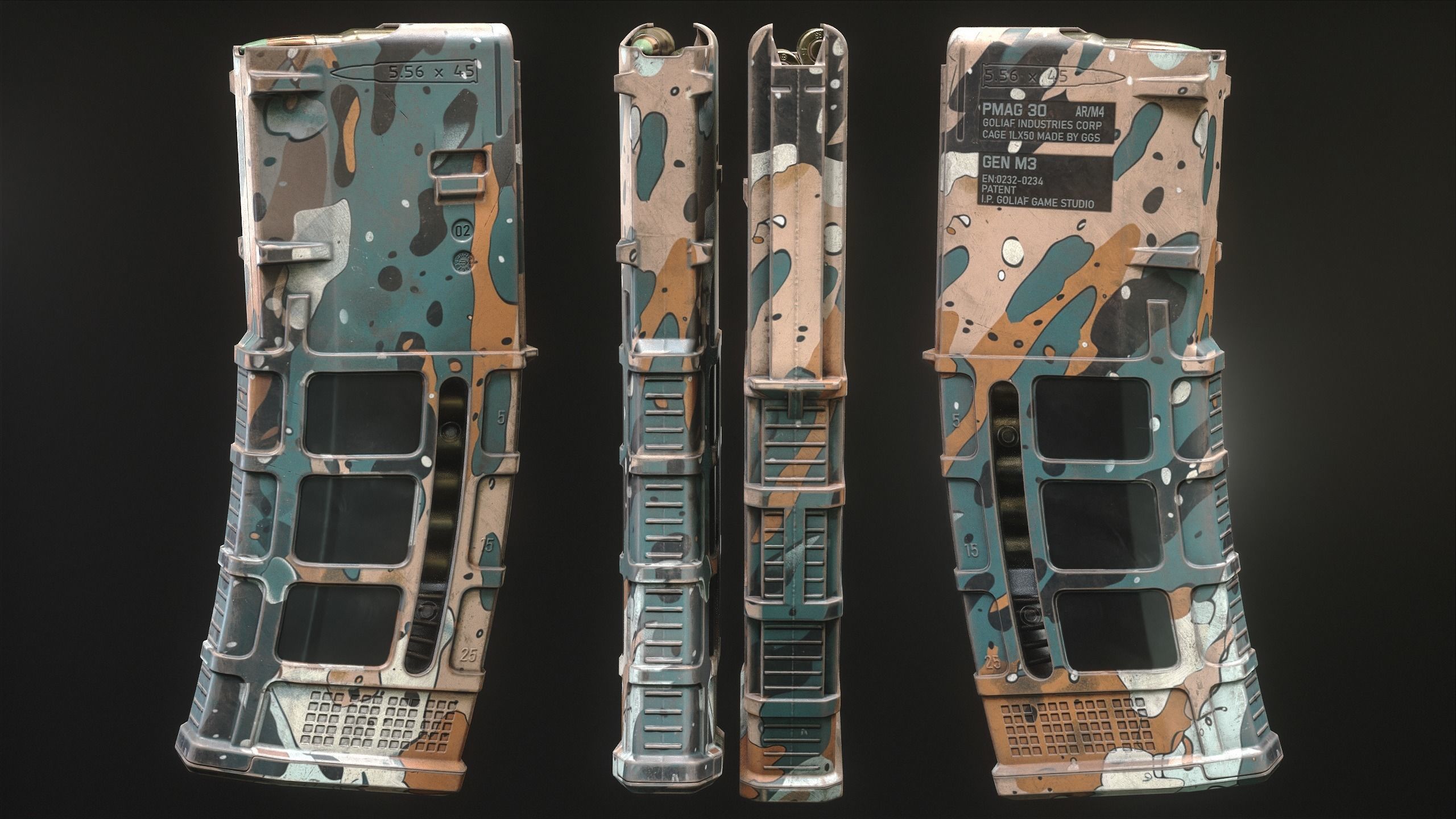 3D model M4 AR15 MAGPUL PMAG Gen 3 30rd - Lowpoly PBR Magazine VR / AR ...