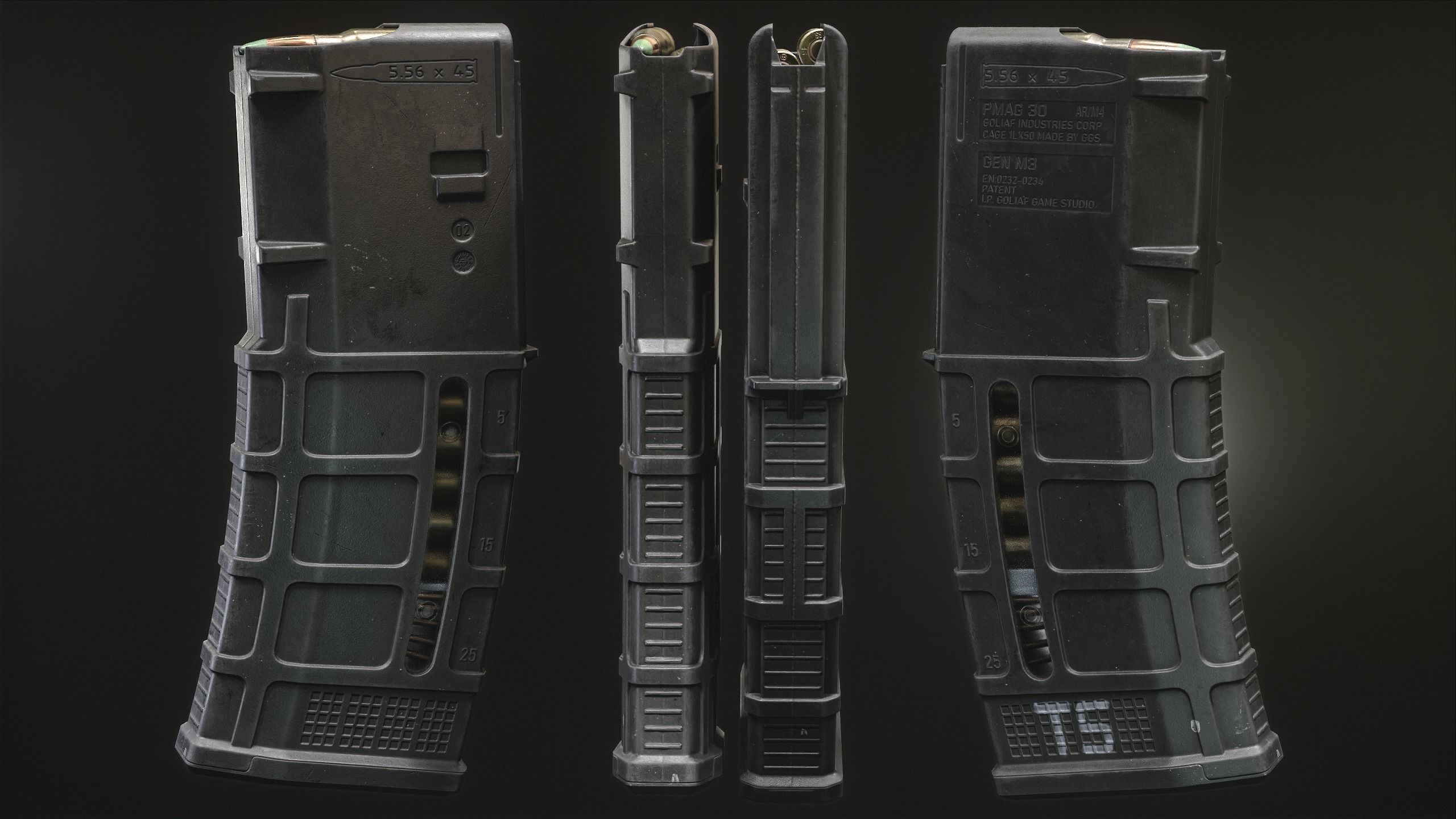 3D model M4 AR15 MAGPUL PMAG Gen 3 30rd - Lowpoly PBR Magazine VR / AR ...