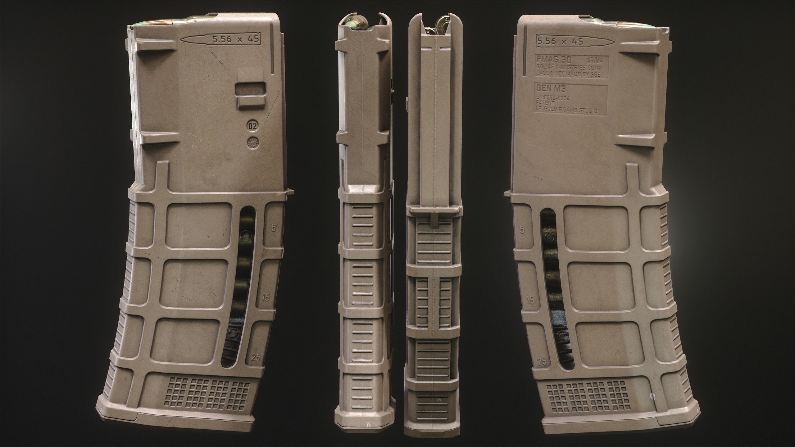 3D model M4 AR15 MAGPUL PMAG Gen 3 30rd - Lowpoly PBR Magazine VR / AR ...