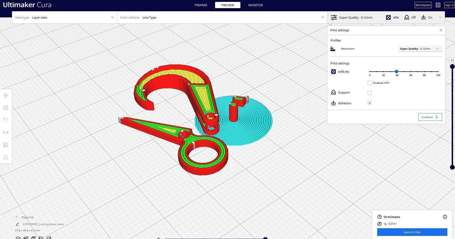 Locking hook crane 3D model 3D printable | CGTrader