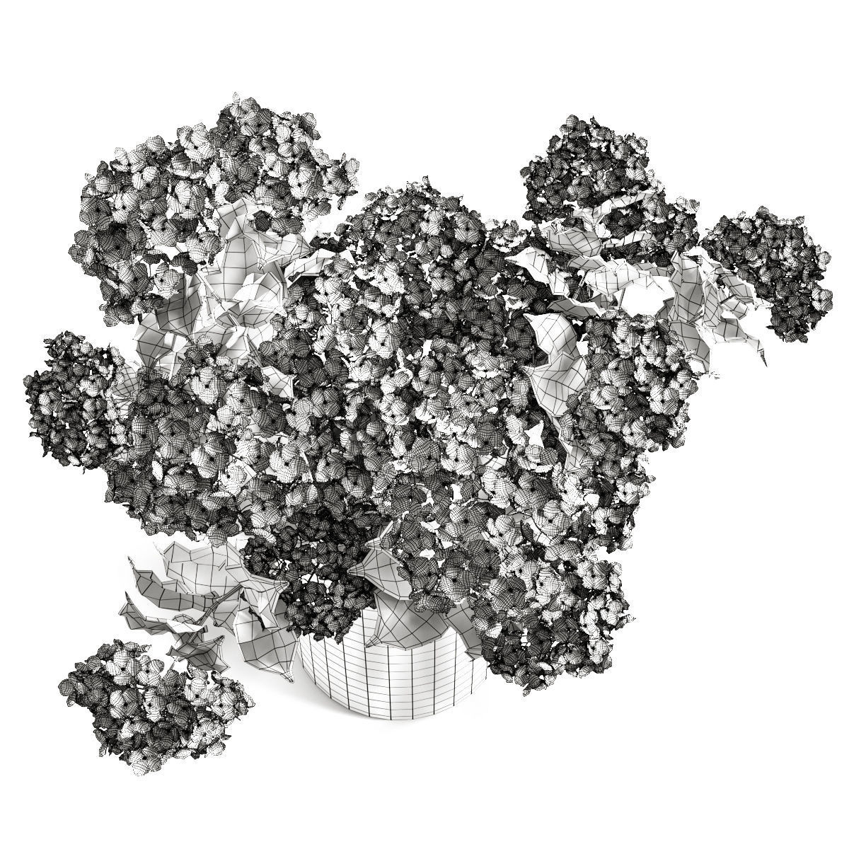 Hydrangea in glass vase 3D model | CGTrader