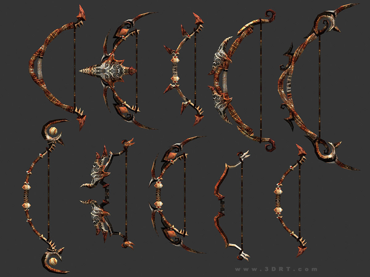 3D model 3DRT - fantasy arms Bows VR / AR / low-poly | CGTrader