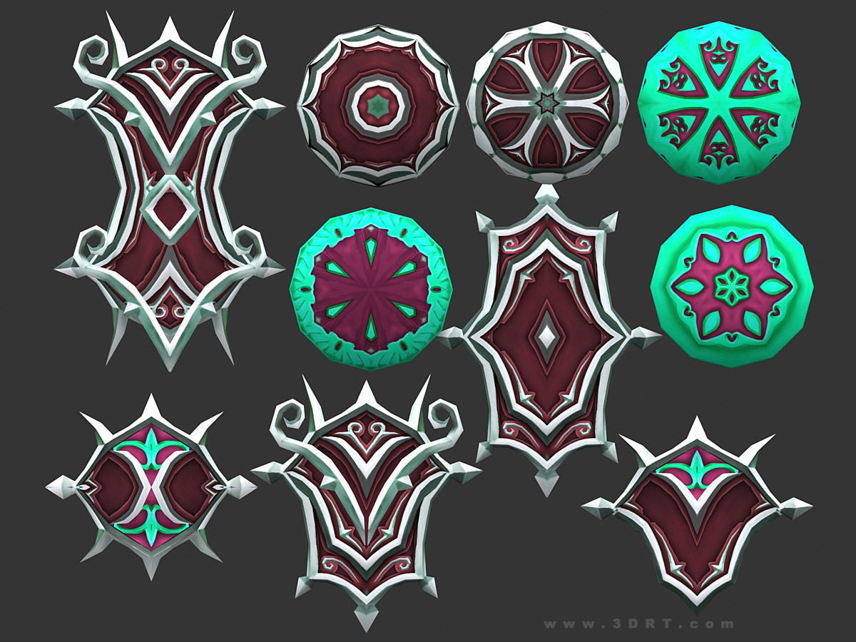 3D model 3DRT - fantasy arms Shields VR / AR / low-poly | CGTrader