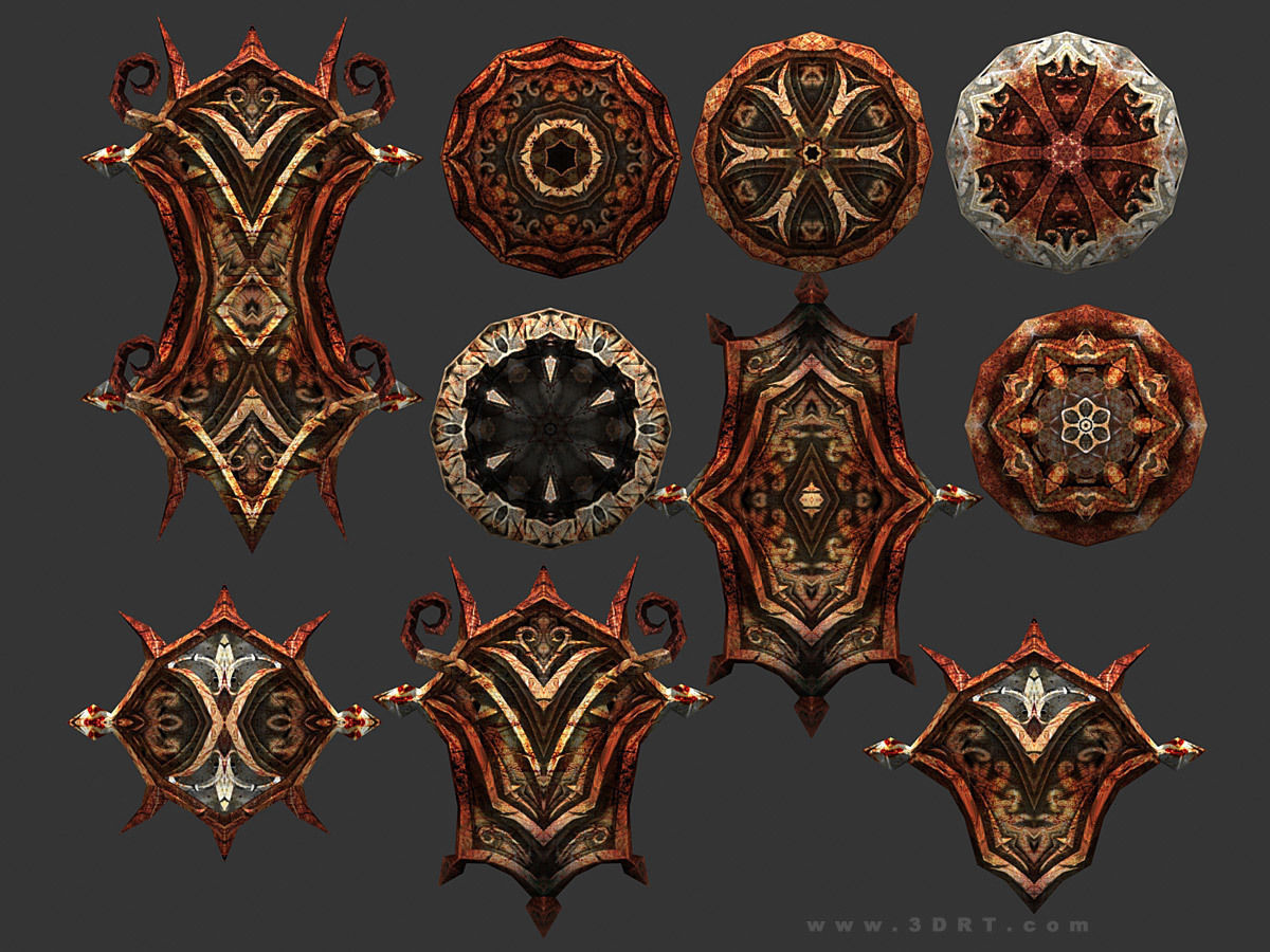 3D model 3DRT - fantasy arms Shields VR / AR / low-poly | CGTrader