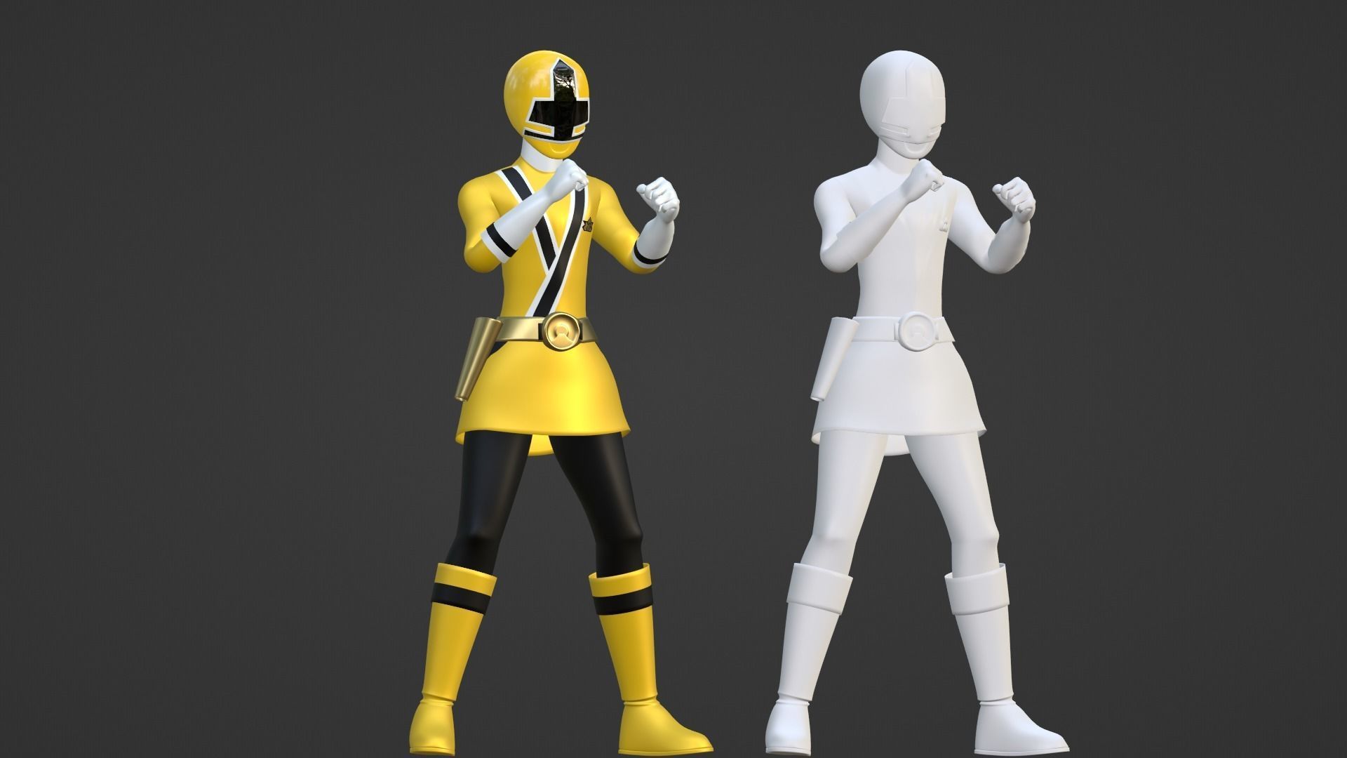 Yellow Samurai Ranger - Power Rangers Samurai 3D model rigged | CGTrader