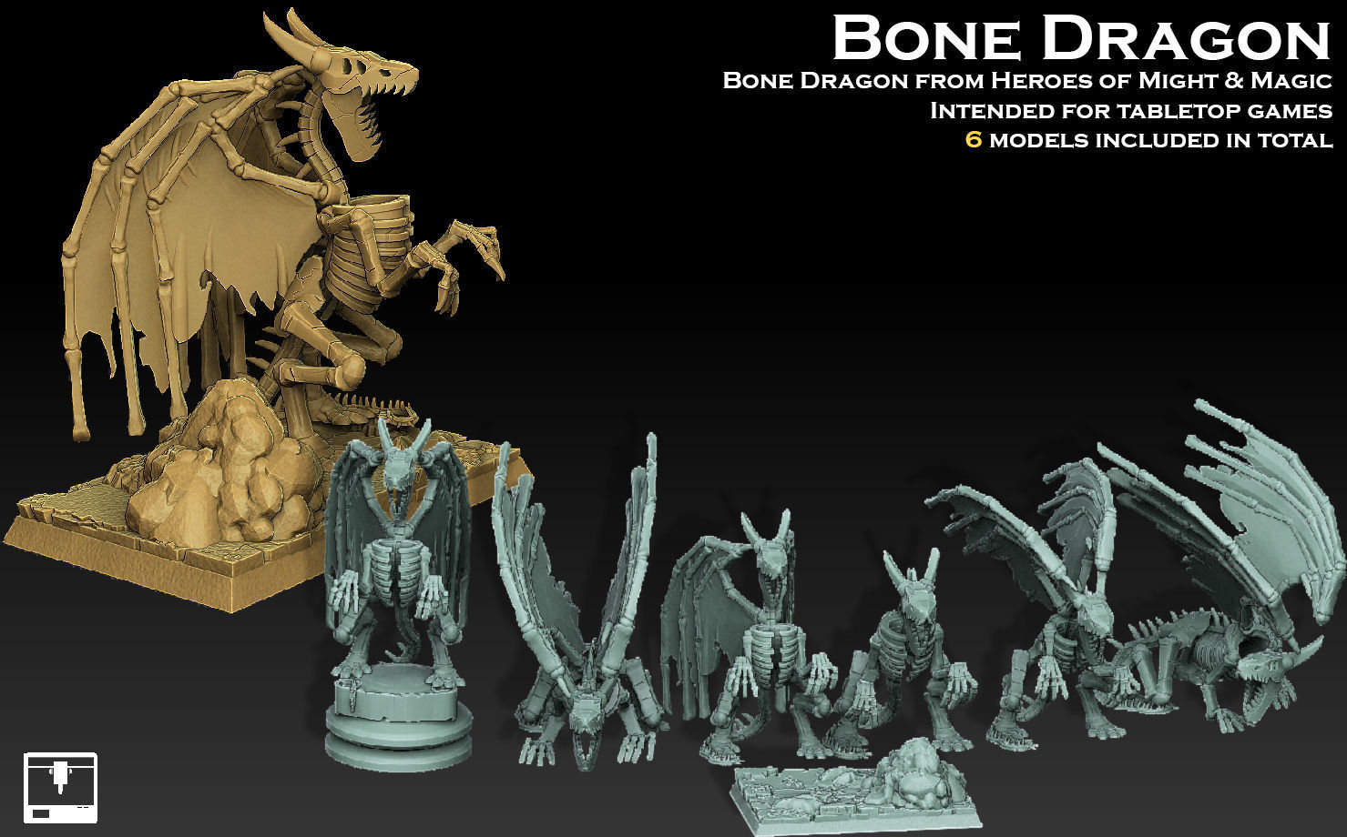 Heroes of Might and Magic 3 Bone Dragon 3D model 3D printable | CGTrader