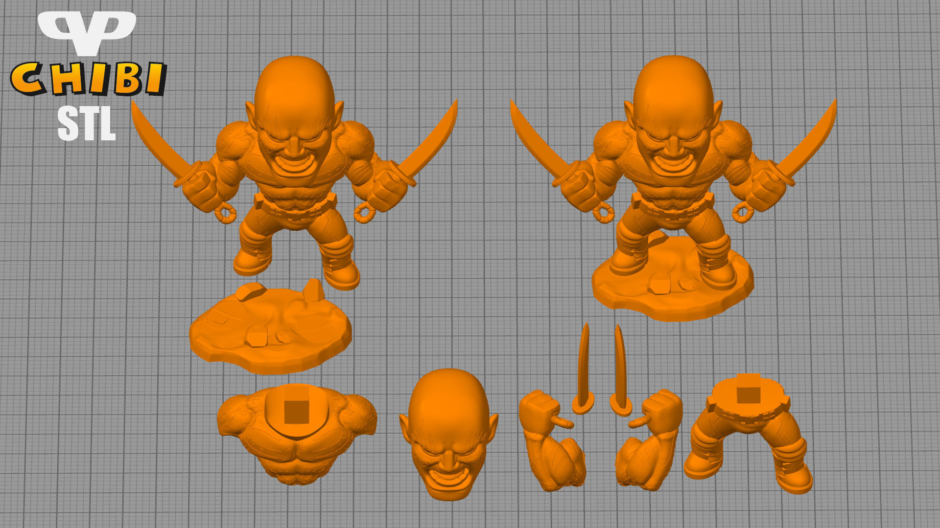 Drax Chibi STL for 3D Printing ChibiSTL 3DXM 3D model 3D printable ...