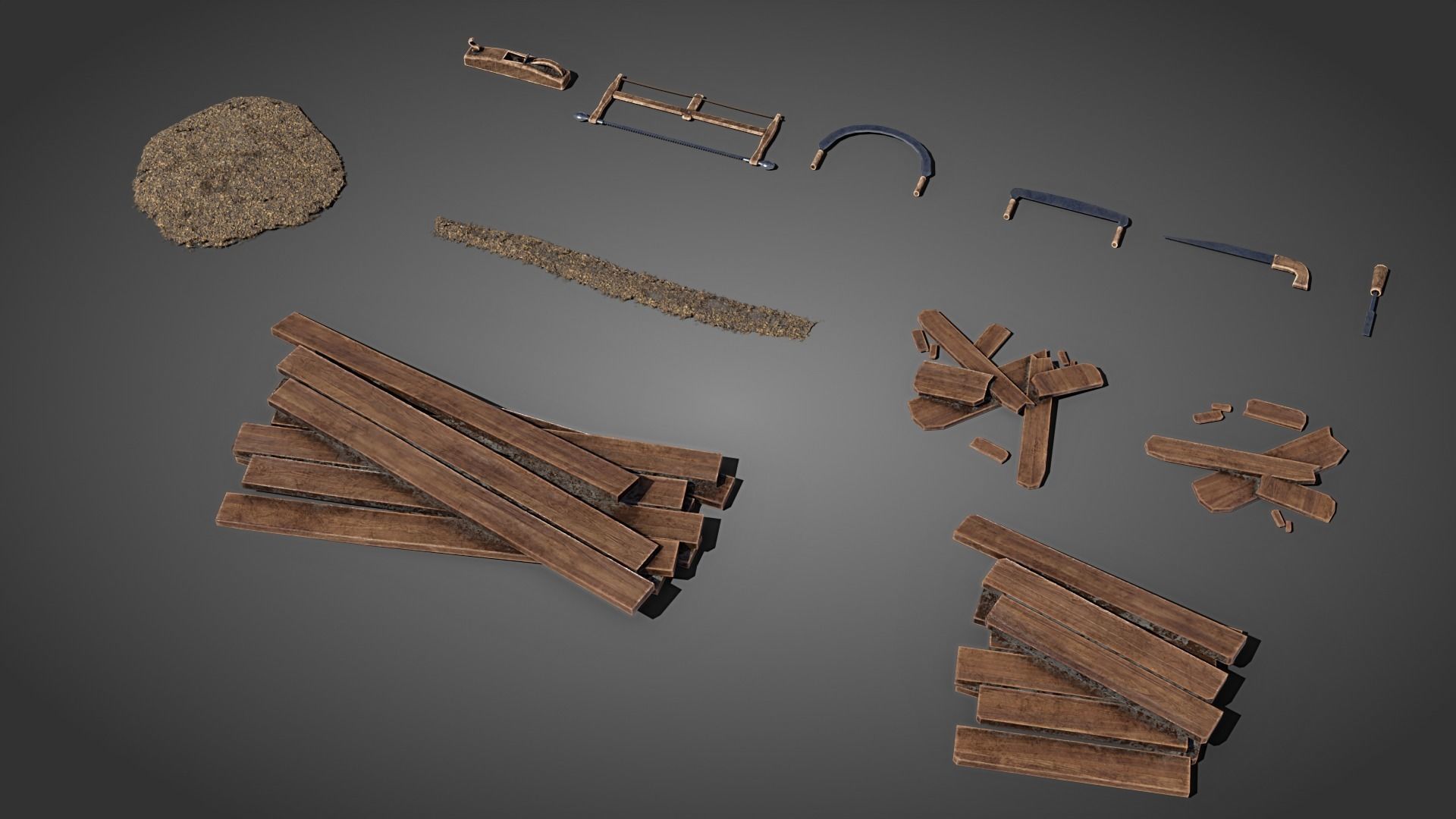 3D model Medieval carpenter props VR / AR / low-poly | CGTrader