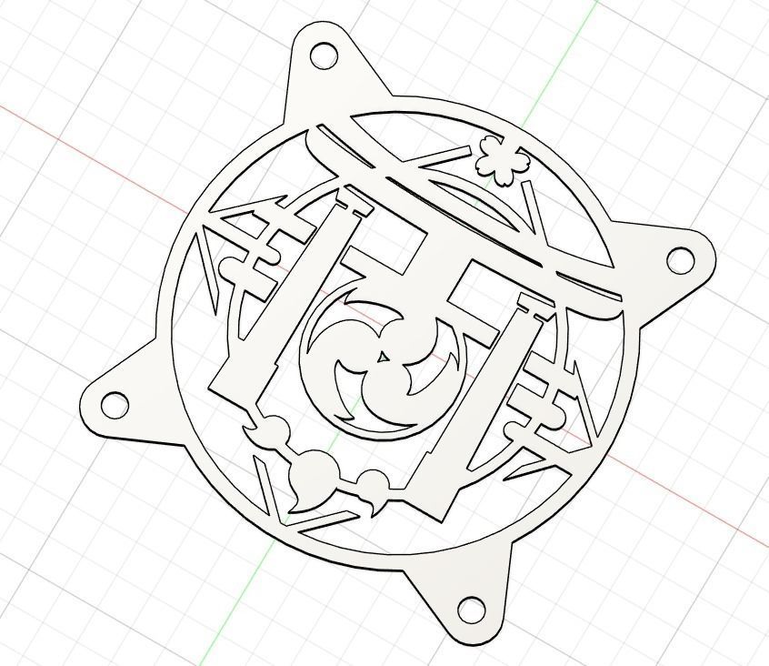 Genshin Impact Inazuma Emblem PC fan cover 3D model 3D printable | CGTrader