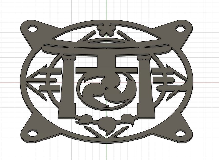 Genshin Impact Inazuma Emblem PC fan cover 3D model 3D printable | CGTrader