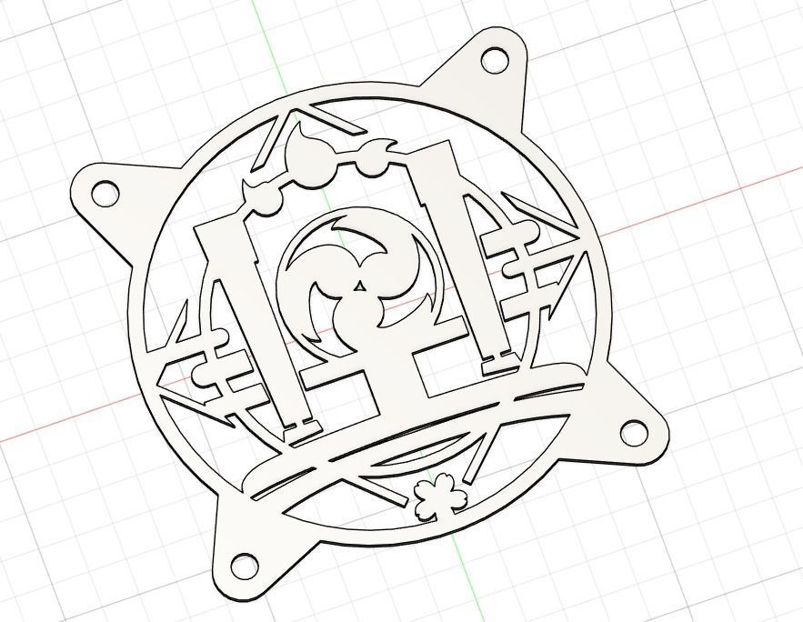 Genshin Impact Inazuma Emblem PC fan cover 3D model 3D printable | CGTrader