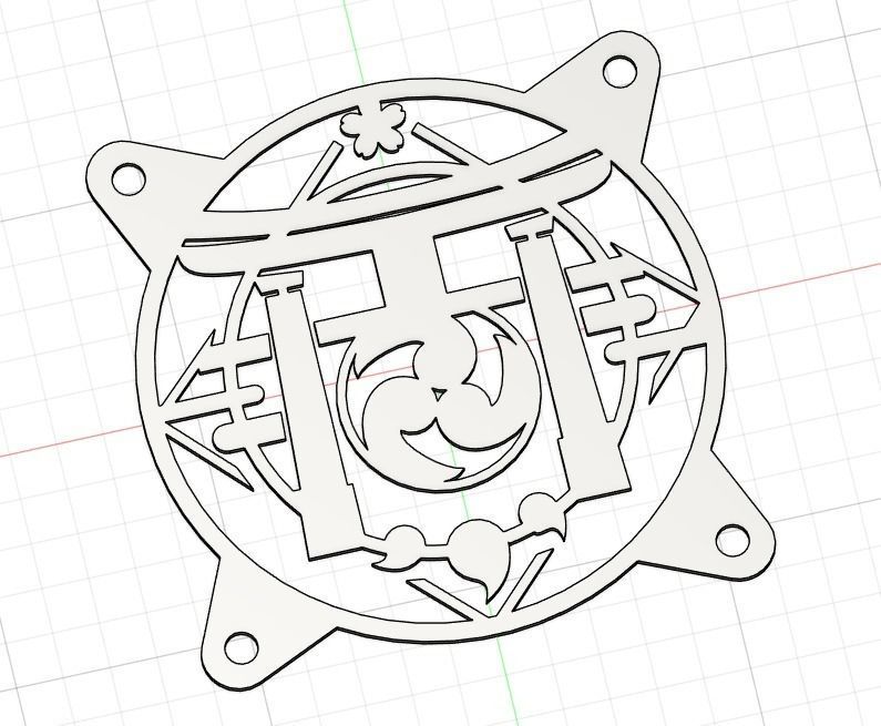 Genshin Impact Inazuma Emblem PC fan cover 3D model 3D printable | CGTrader