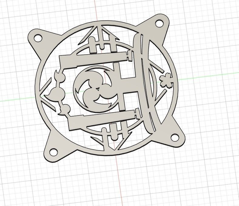 Genshin Impact Inazuma Emblem PC fan cover 3D model 3D printable | CGTrader