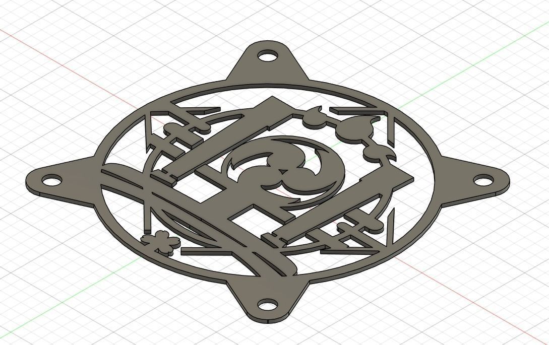 Genshin Impact Inazuma Emblem PC fan cover 3D model 3D printable | CGTrader