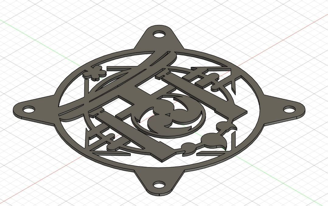 Genshin Impact Inazuma Emblem PC fan cover 3D model 3D printable | CGTrader