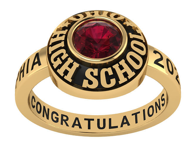 Personalized Class Ring - Single Oval Stone Size 7 3D model 3D ...