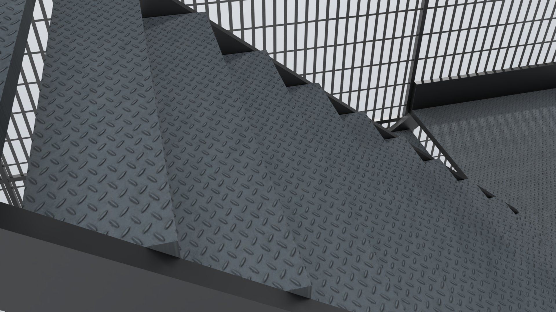 3D model Haki Stair Tower System with a Metal and Mesh Frame VR / AR ...