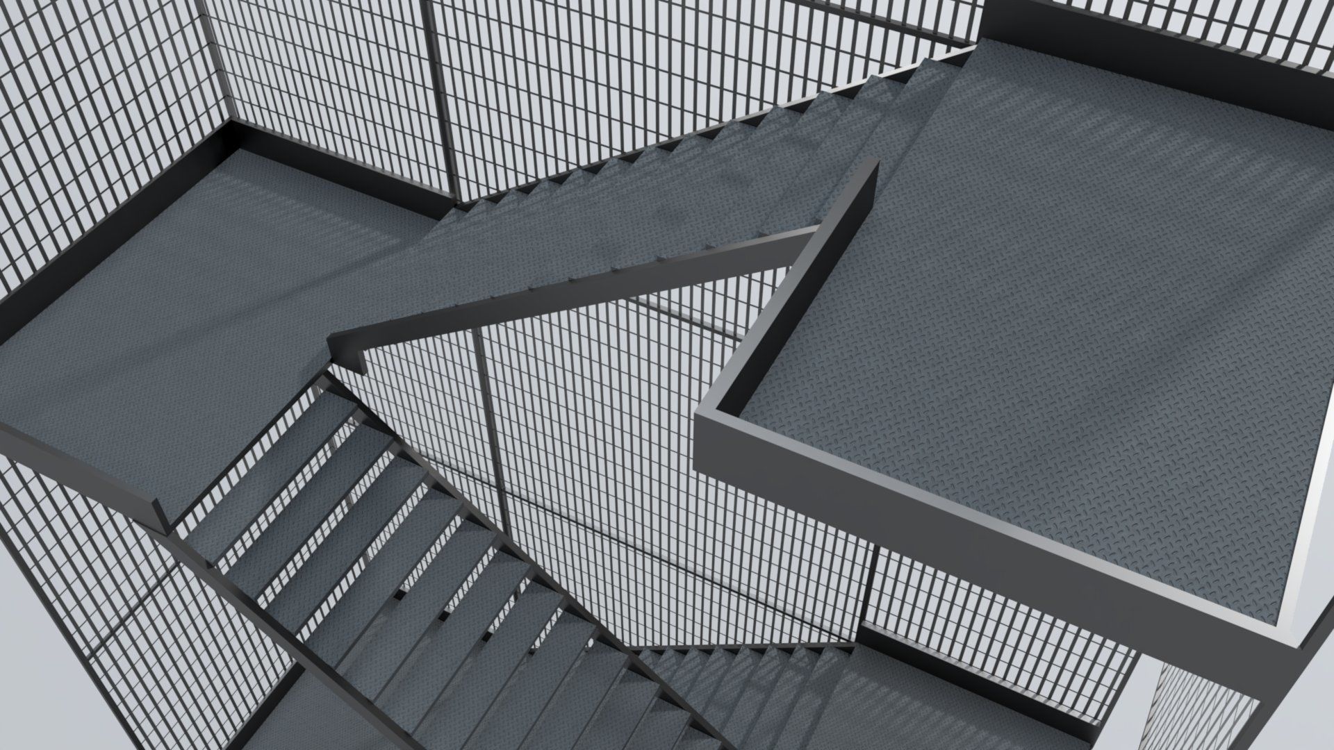 3D model Haki Stair Tower System with a Metal and Mesh Frame VR / AR ...