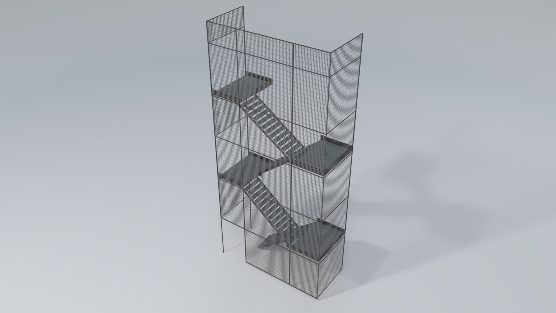 3D model Haki Stair Tower System with a Metal and Mesh Frame VR / AR ...