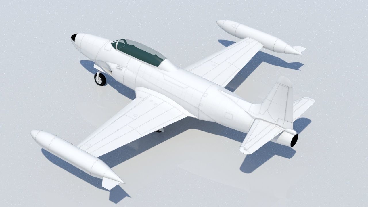 3D model Lockheed T33 Shooting Star Static Low Poly Blank Trainer VR / AR / low-poly | CGTrader