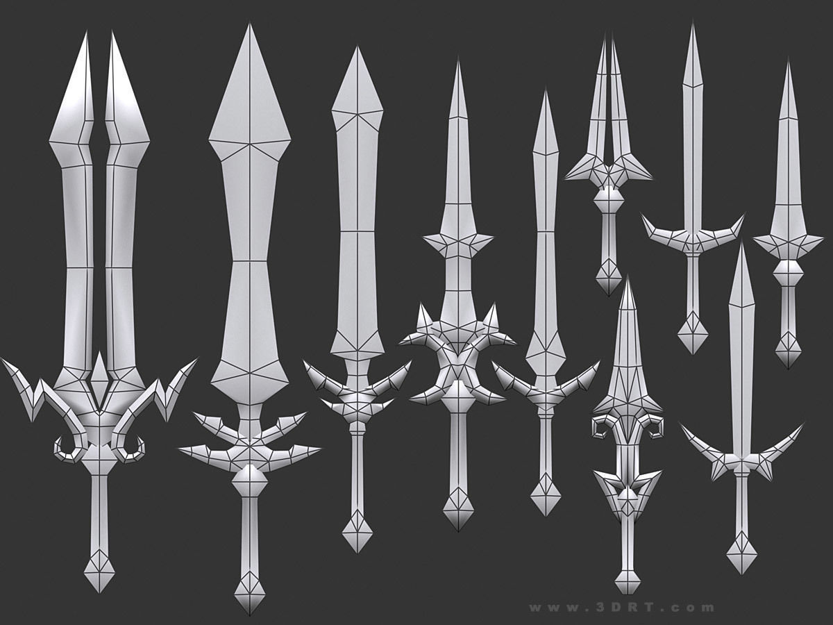 3D model 3DRT - fantasy arms Swords VR / AR / low-poly | CGTrader