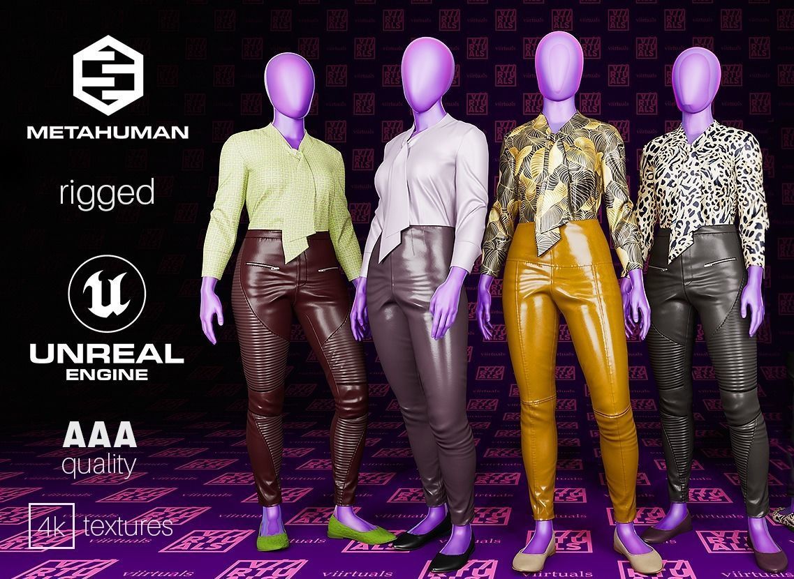 Clothes for Metahuman UE5 Female Urban Office Casual Chic Outfit 3D ...