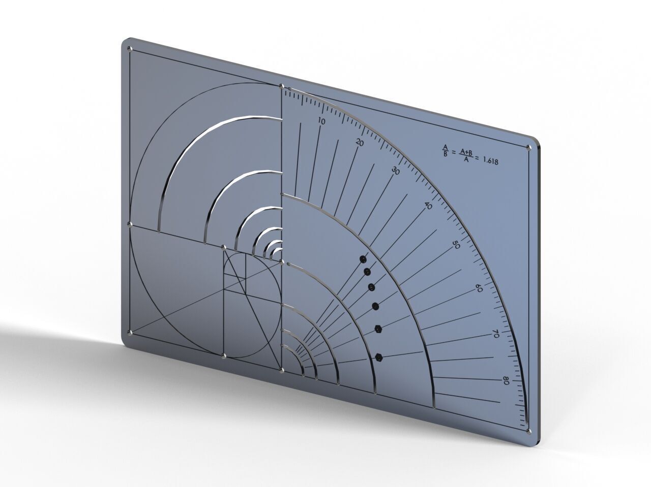 Golden Ratio ruler Fibonacci 3D model 3D printable | CGTrader