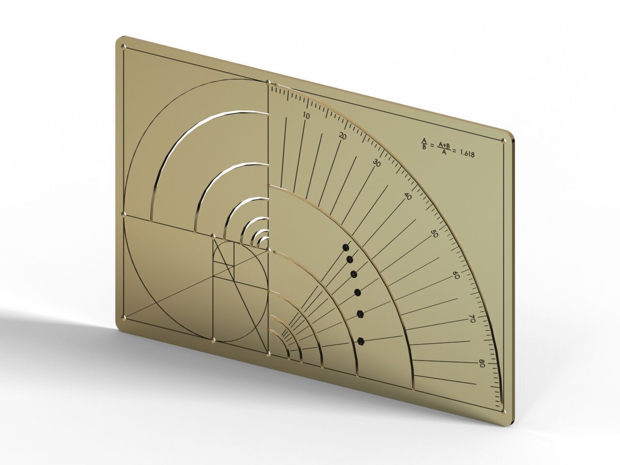 Golden Ratio ruler Fibonacci 3D model 3D printable | CGTrader