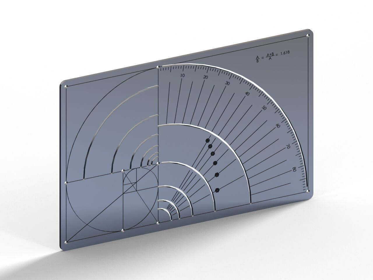 Golden Ratio ruler Fibonacci 3D model 3D printable | CGTrader