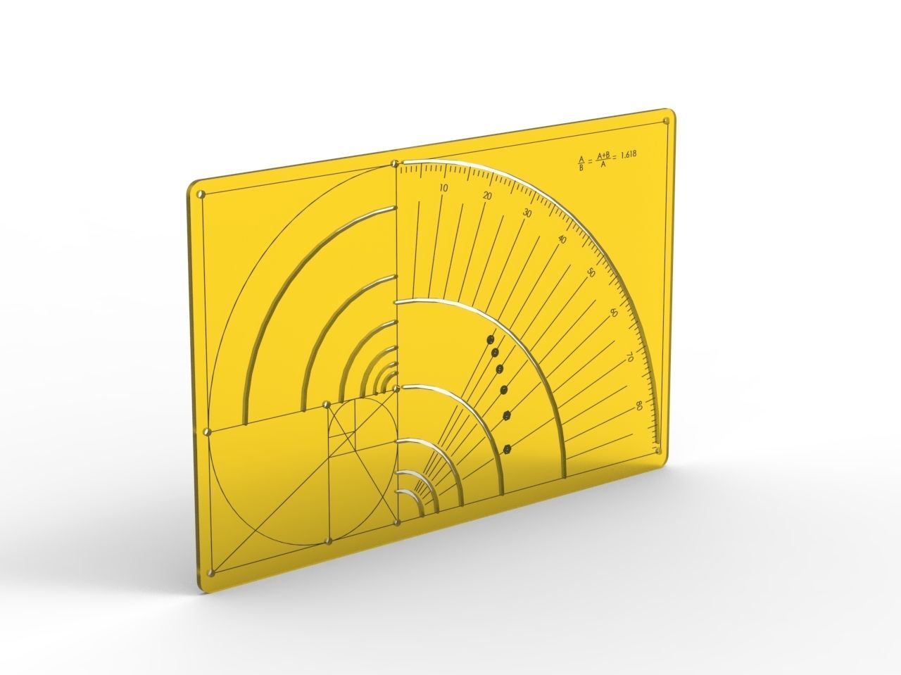 Golden Ratio ruler Fibonacci 3D model 3D printable | CGTrader