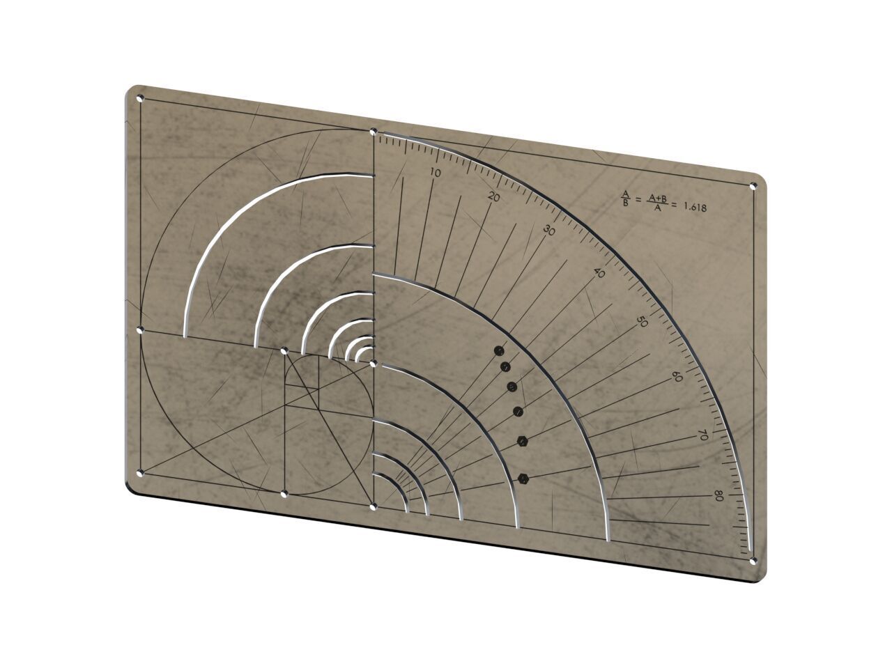Golden Ratio ruler Fibonacci 3D model 3D printable | CGTrader