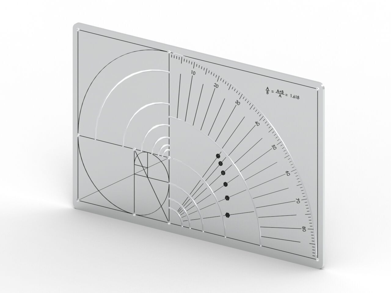 Golden Ratio ruler Fibonacci 3D model 3D printable | CGTrader