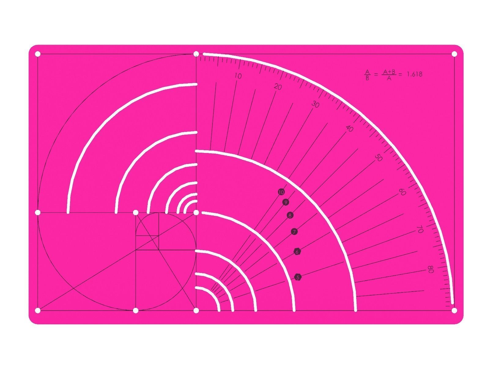 Golden Ratio ruler Fibonacci 3D model 3D printable | CGTrader