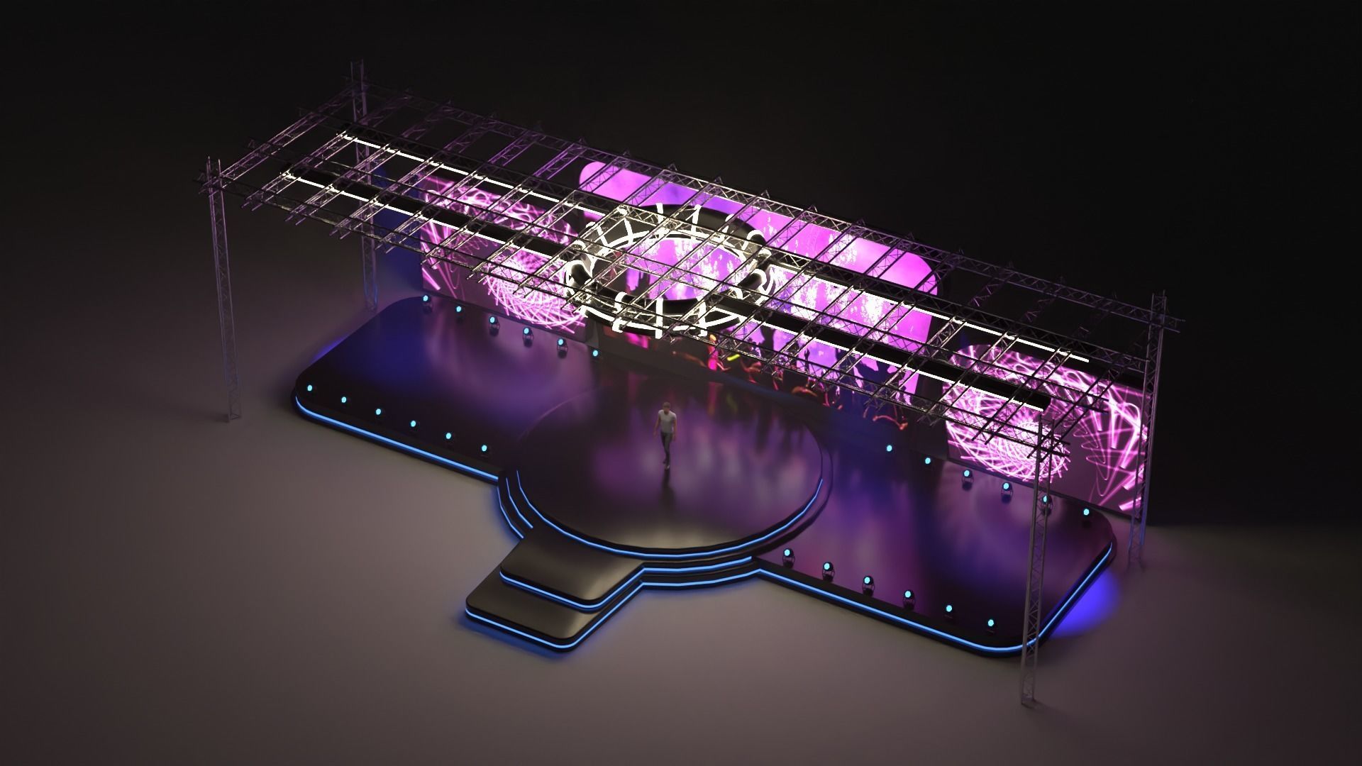 Entertainment and Corporate Event Stage with Colorful Light 3D model ...