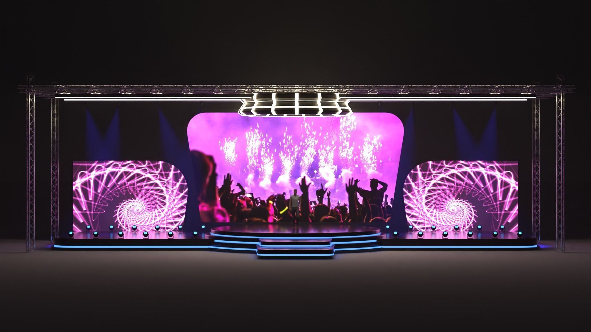 Entertainment and Corporate Event Stage with Colorful Light 3D model ...