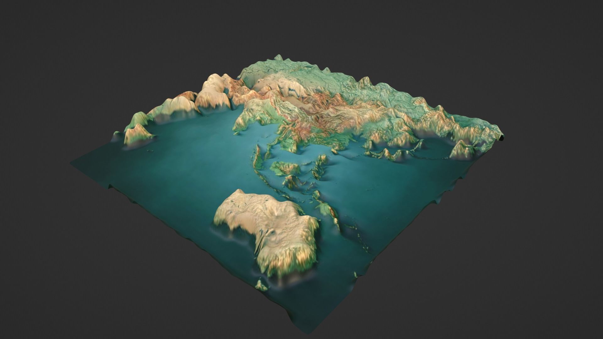 3D model Asia Australia Map Topography VR / AR / low-poly | CGTrader