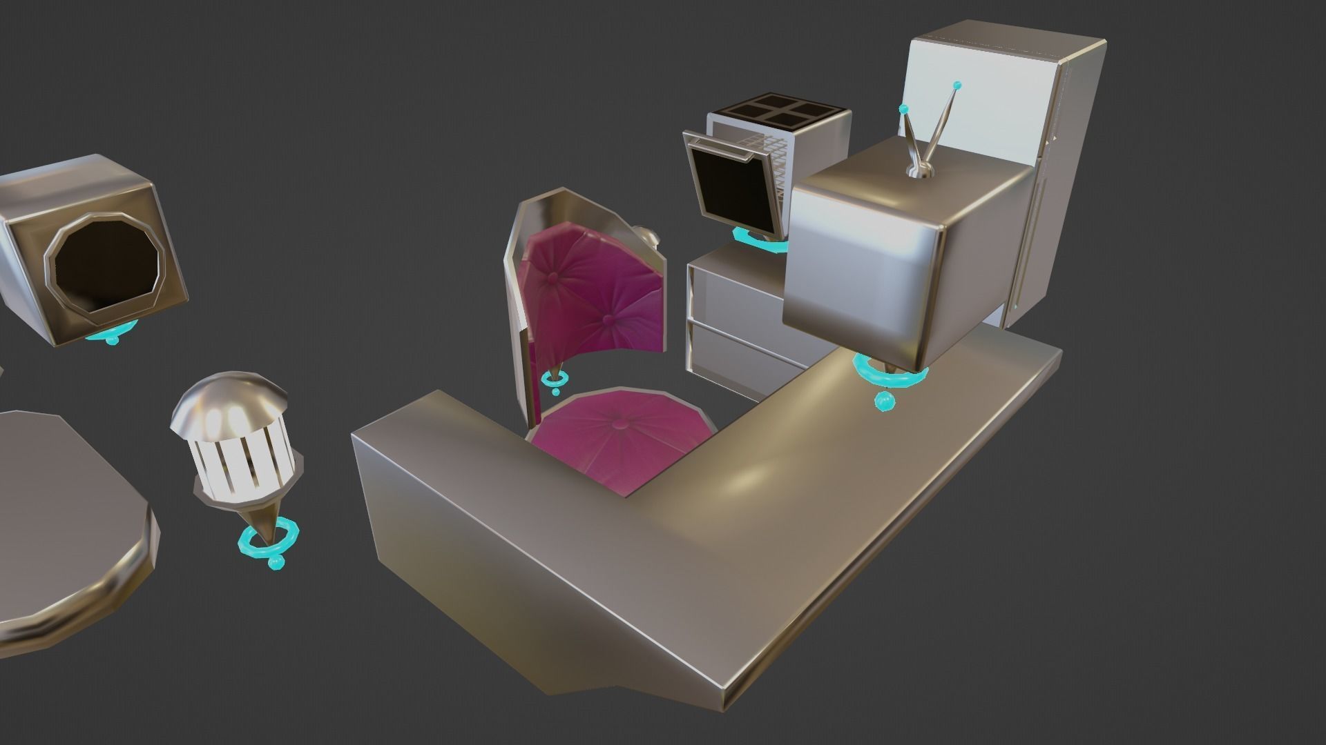 Simple Sci-Fi Furniture Pack free VR / AR / low-poly 3D model animated ...