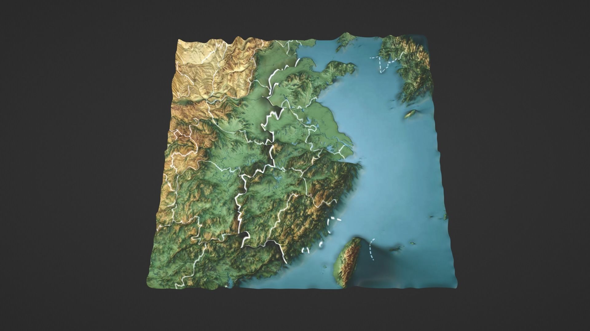 3D model East China Map Topography VR / AR / low-poly | CGTrader
