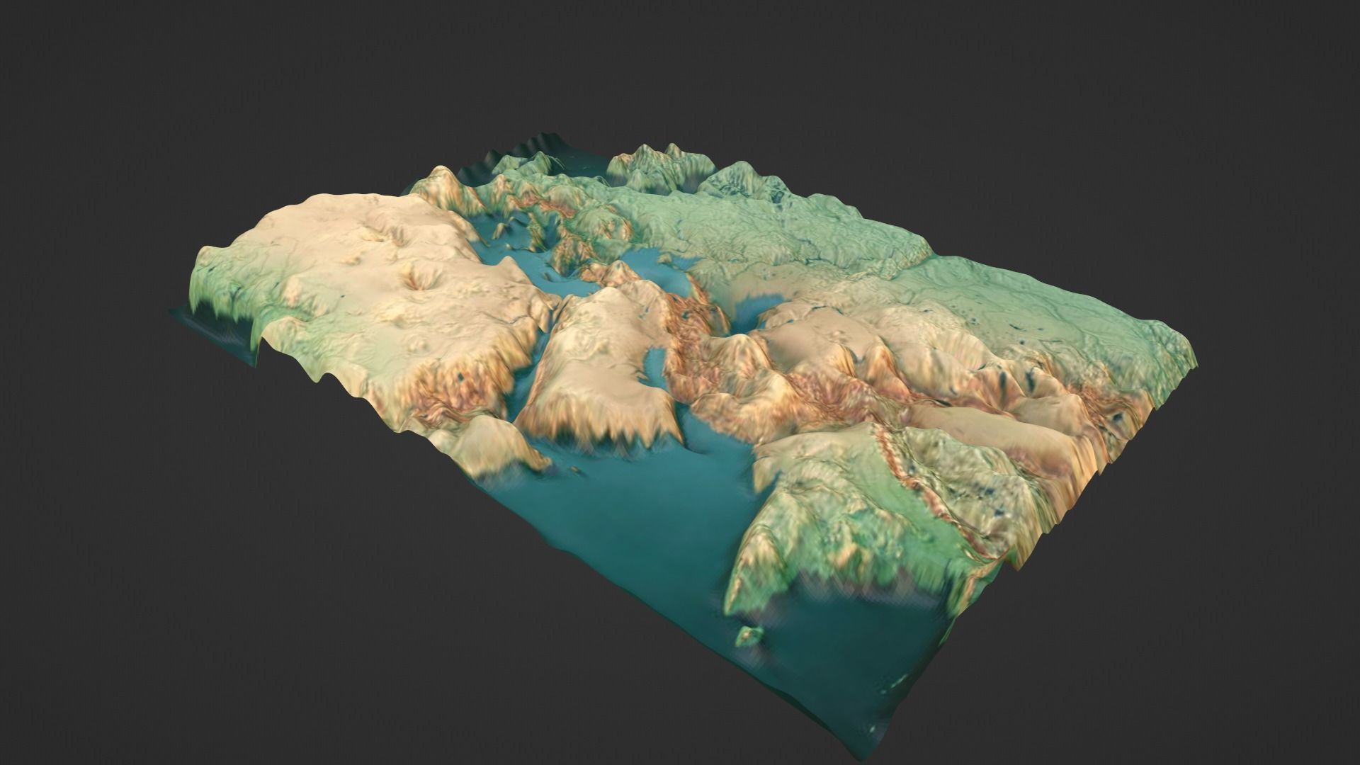 3D model Europe India Middle East Map Topography VR / AR / low-poly ...