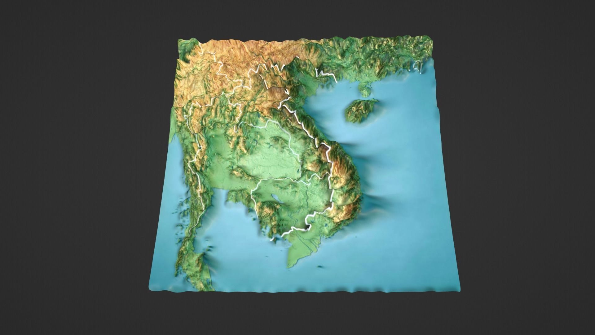 3D model Vietnam Map Topography VR / AR / low-poly | CGTrader
