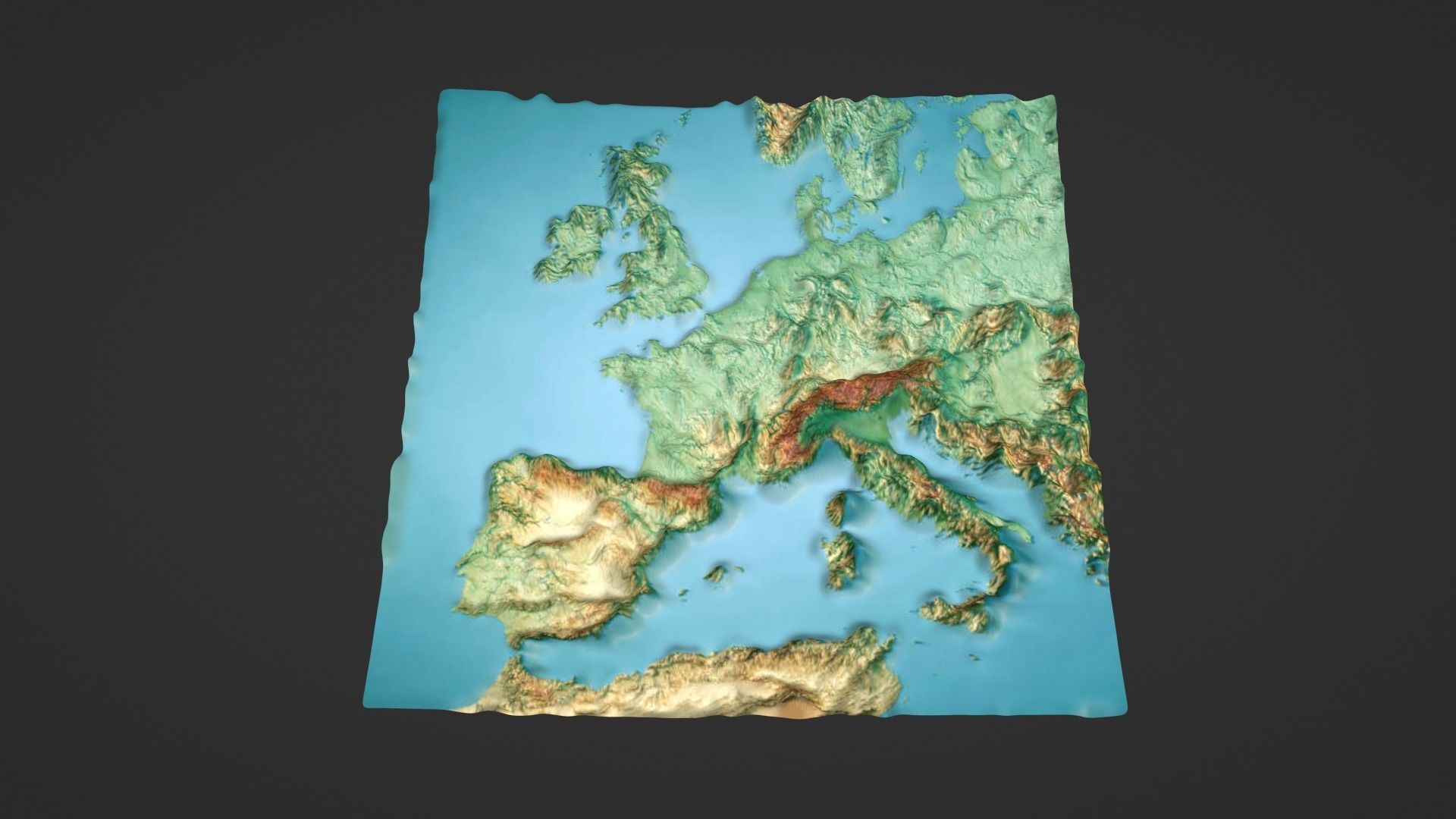 3D model Western Europe Map Topography VR / AR / low-poly | CGTrader