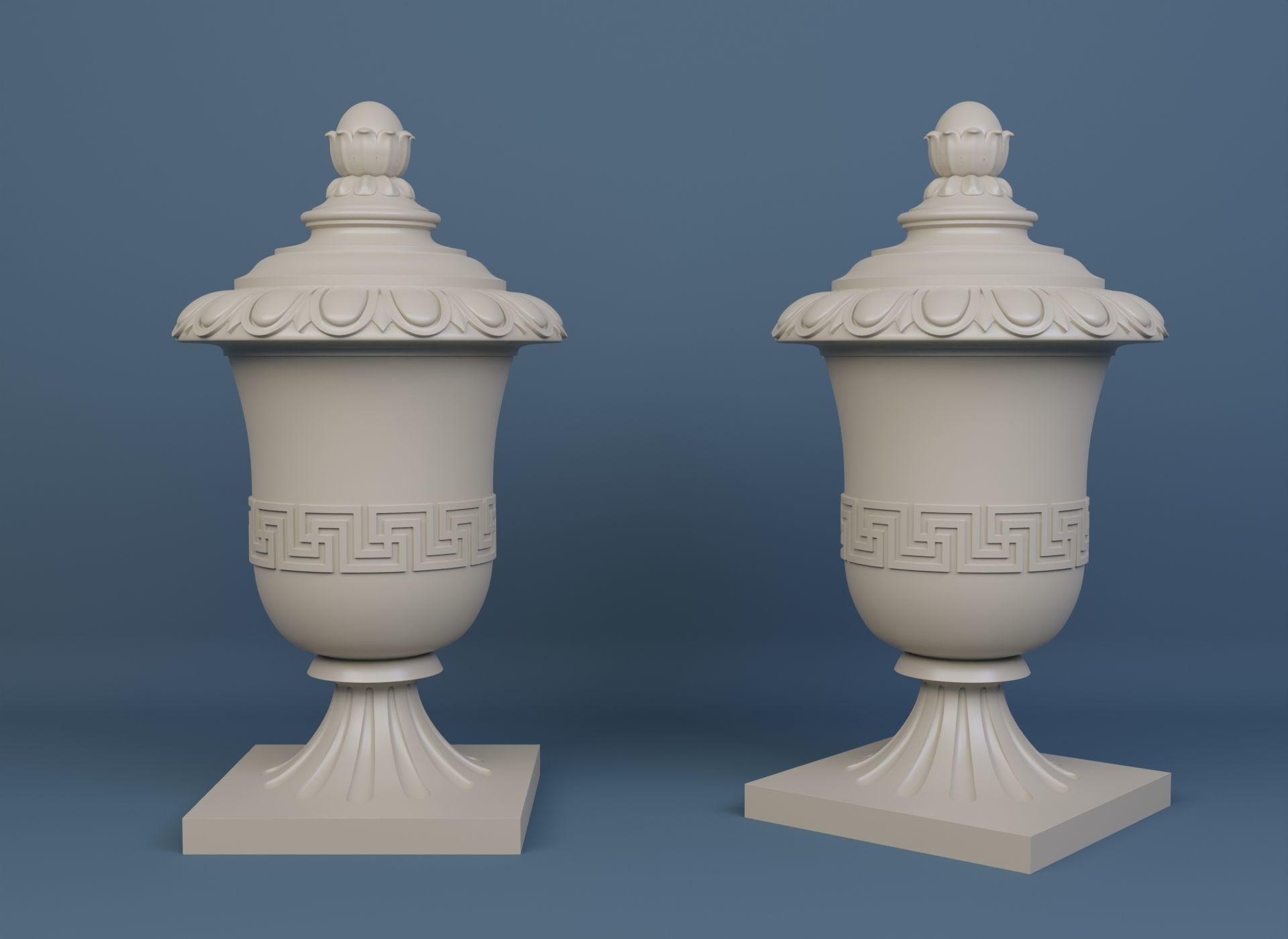 Classical Urn with decorative Greek fret free 3D model | CGTrader
