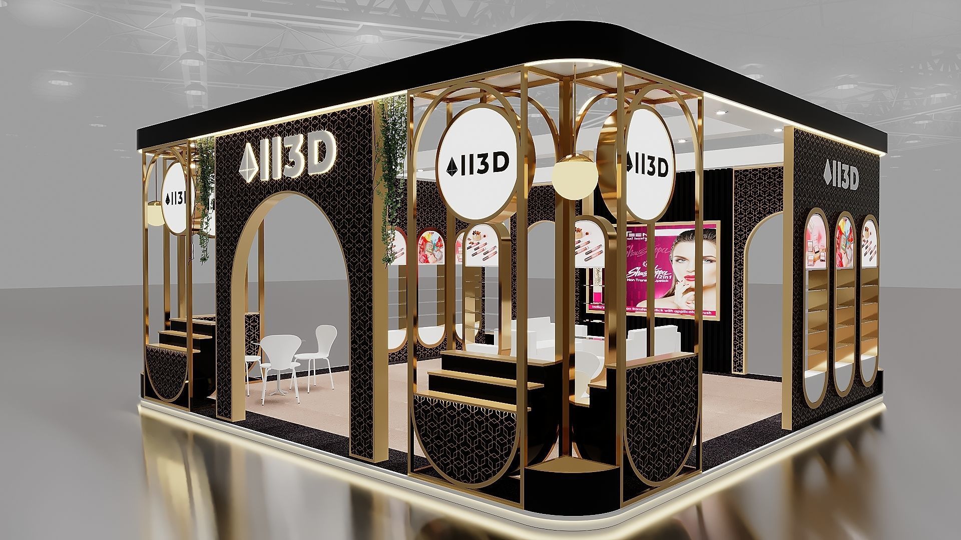 Exhibition Stand Stall 7X7 4 SIDE OPEN BEAUTY AND COSMETICS 3D model ...
