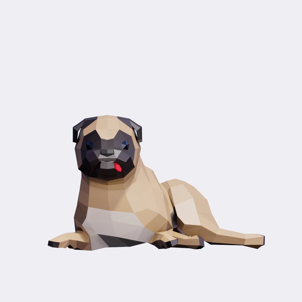 3D model Low Poly Pug Dog VR / AR / low-poly | CGTrader