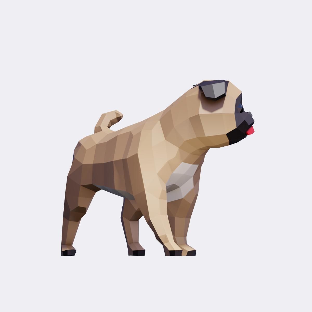 3D model Low Poly Pug Dog VR / AR / low-poly | CGTrader